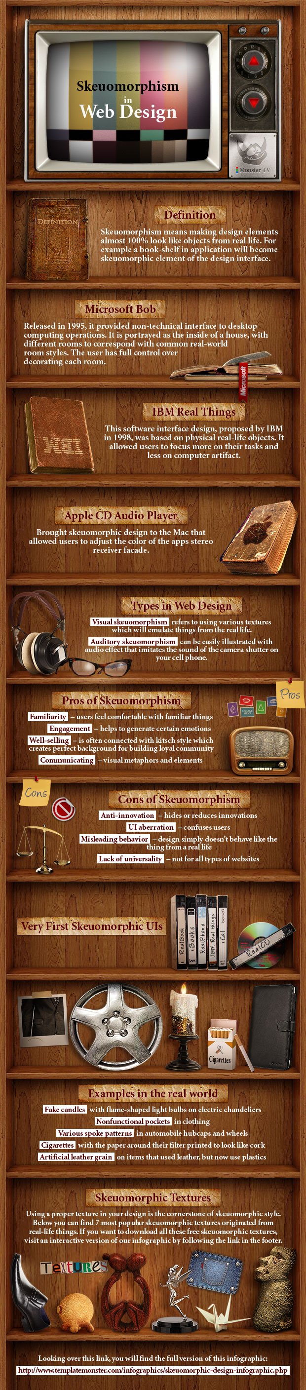Infographic in webdesign with Skeuomorphism Style